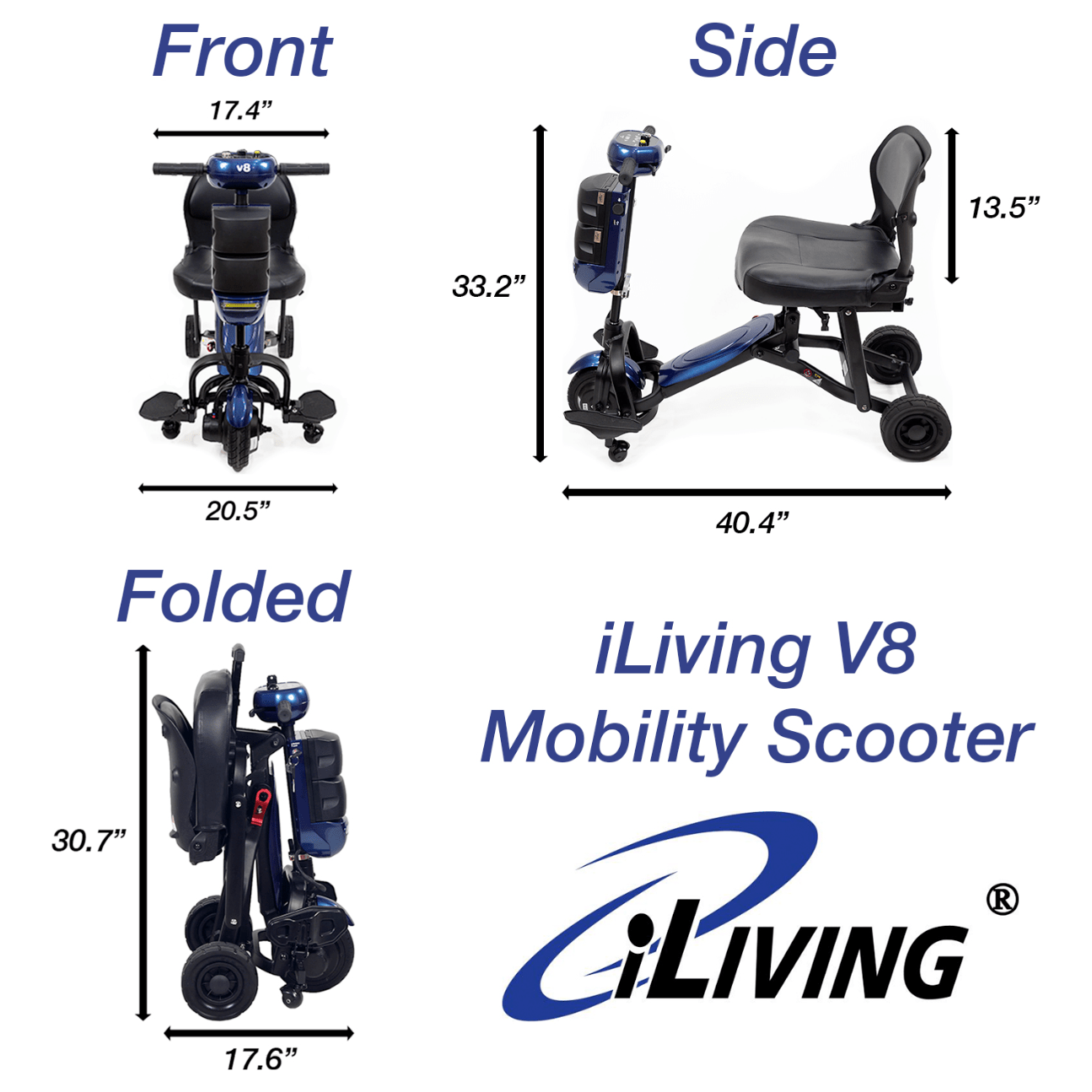 iLiving V8 Foldable Electric Mobility Scooter - Free Shipping ...