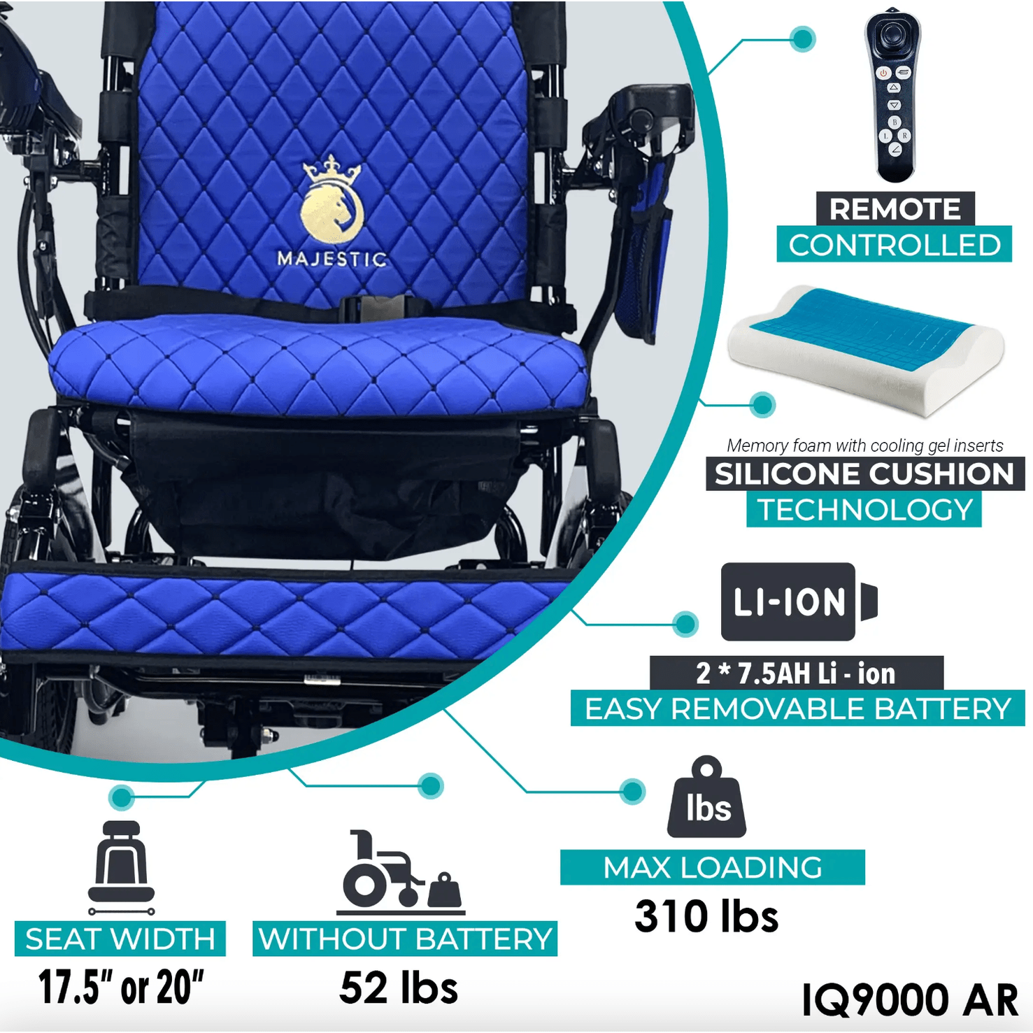 ComfyGo Majestic IQ-9000 Power Chair - Optional Auto Recline ...