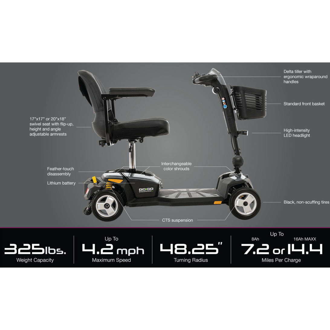 Pride Go Go Endurance Li 4-Wheel Mobility Scooter — RestoreMobility